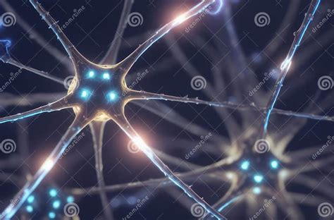 Microscopic Brain Cells Glowing Synapses And Dendrites Under Microscope Generative Ai Stock