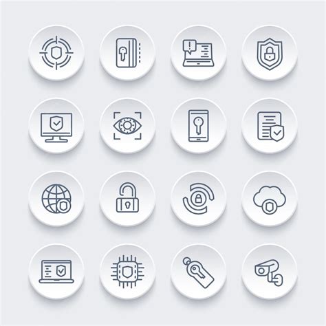 Premium Vector Security And Protection Line Icons Set Secure Browsing Cybersecurity Privacy