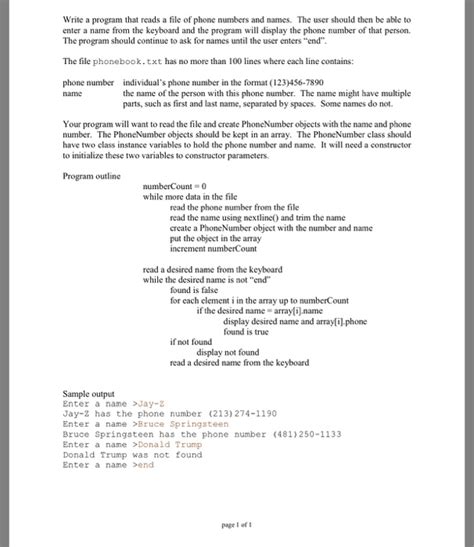Solved Write A Program That Reads A File Of Phone Numbers