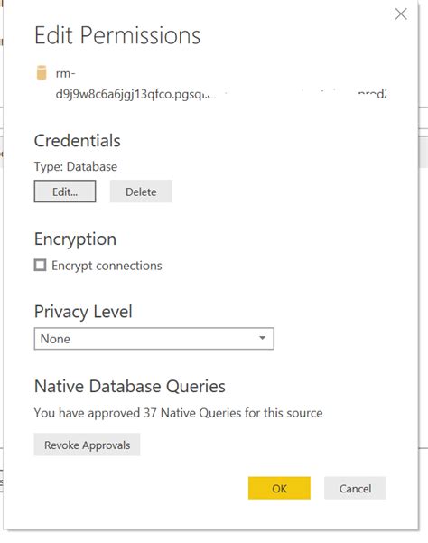 failed to update data source credentials for postg microsoft