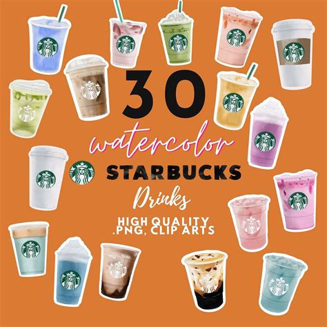 21 Starbucks Cups Png Autumn Clip Art Digital Download Printable