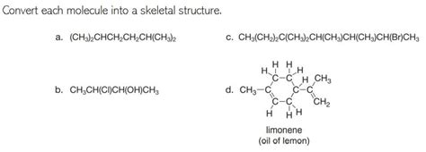Answered: Convert each molecule into a skeletal… | bartleby