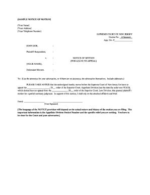 Example Of Notice Of Motion Fill And Sign Printable Template Online