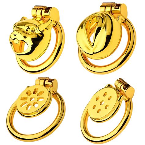 Golden Flat Metal Chastity Cage Chastity Cage Co