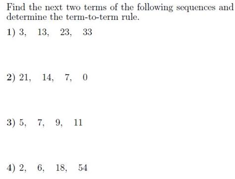 Sequences Determining The Rule Worksheet With Solutions A Worksheet