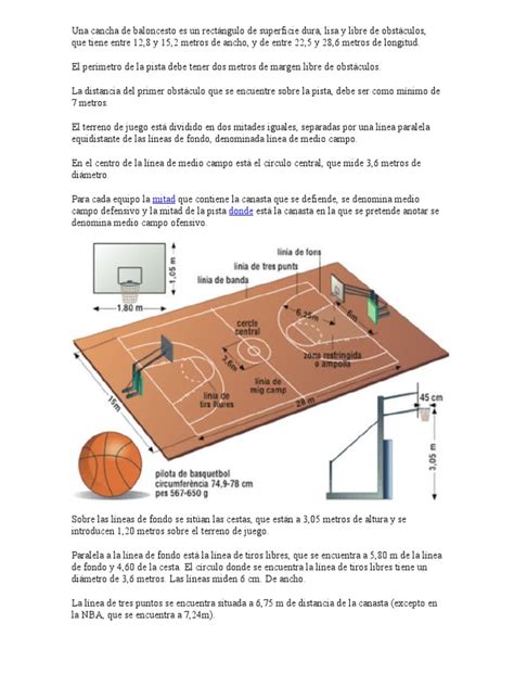 Medidas Y Diseño De La Cancha De Baloncesto Pdf