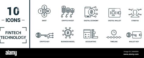 Fintech Technology Icon Set Include Creative Elements Basic Income