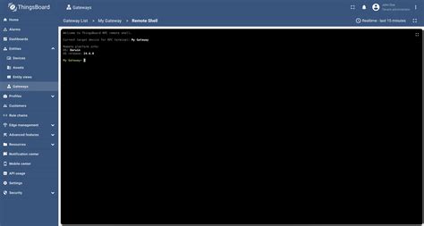 how to enable remote shell feature on thingsboard iot gateway