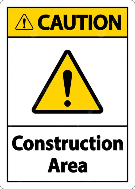 Caution Construction Area Symbol Sign On White Background Template