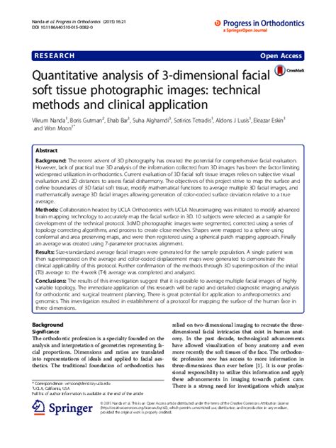 Pdf Quantitative Analysis Of 3 Dimensional Facial Soft Tissue