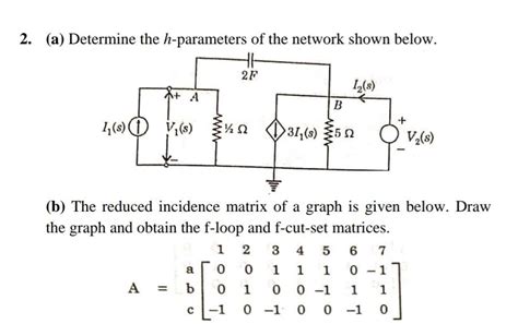 solved 2 a determine the h parameters of the network
