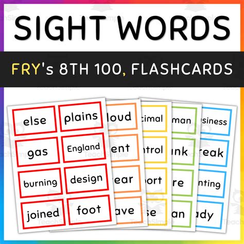 Fry Sight Words Eighth Hundred 701 800 Set 1 By Teach Simple