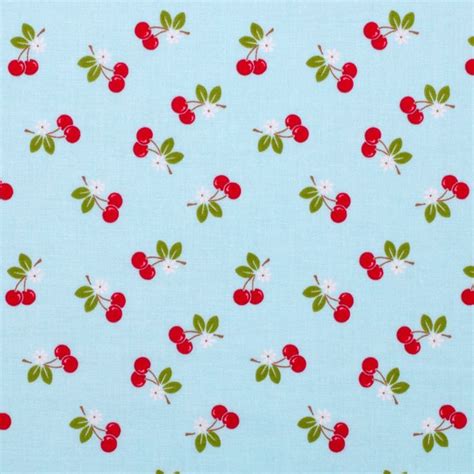 Tela Sew Cherry Cerezas Fondo Azul Telas Tricotela Candy Sprinkles