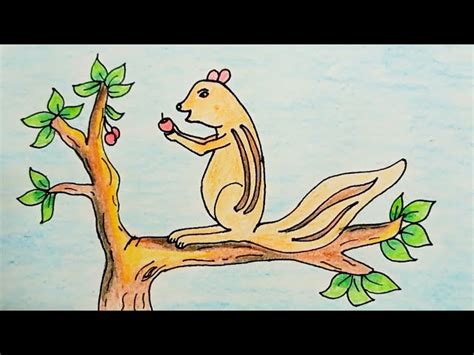 Squirrel In Tree Drawing Easy