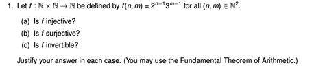 solved let f n×n→n ﻿be defined by f n m 2n 13m 1 ﻿for all