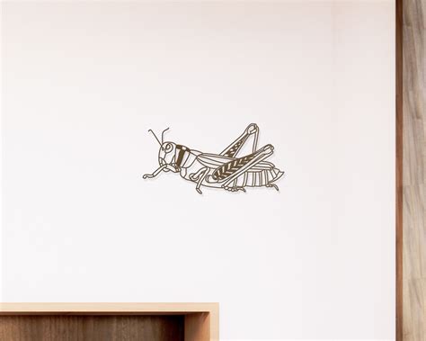 Geometric Grasshopper Metal Wall Art Animal Wall Decor Line Art