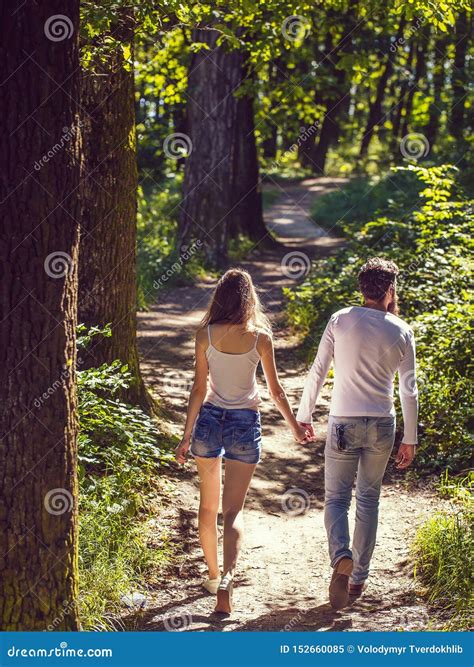 Young Couple Walking In Forest Stock Image Image Of Nature Young 152660085