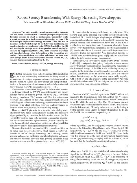 pdf robust secrecy beamforming with energy harvesting eavesdroppers