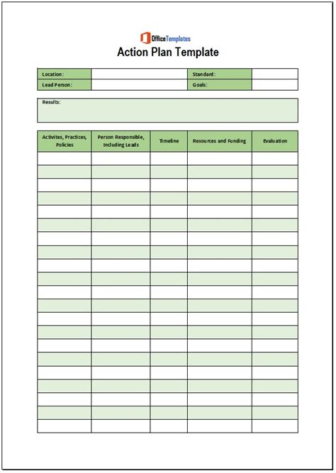 Action Plan Templates Excel