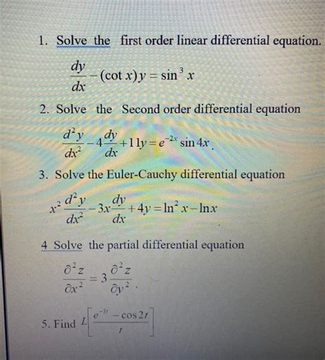 Solved 1. Solve the first order linear differential | Chegg.com