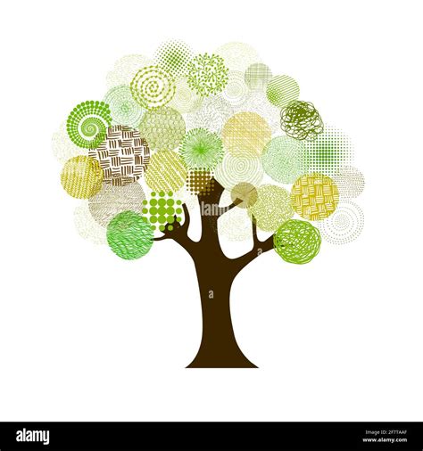 Abstract Tree Made Of Multicolored Green Circles Vector Illustration Stock Vector Image Art