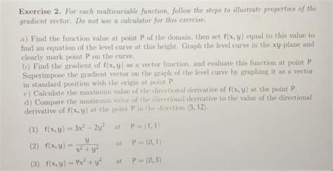 Solved Exercise For Each Multivariable Function Follow Chegg