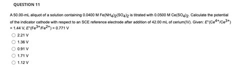 Solved QUESTION A ML Aliquot Of A Solution Chegg Com