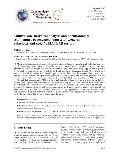 Pdf Multivariate Statistical Analysis And Partitioning Of Sedimentary