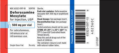 Dailymed Deferoxamine Deferoxamine Mesylate Injection Powder Lyophilized For Solution