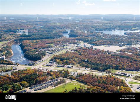 Aerial View Of The Dells Of The Wisconsin River And The City Of