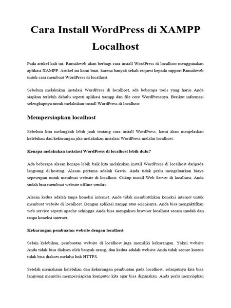 Install Wordpress Di Xampp Localhost Pdf