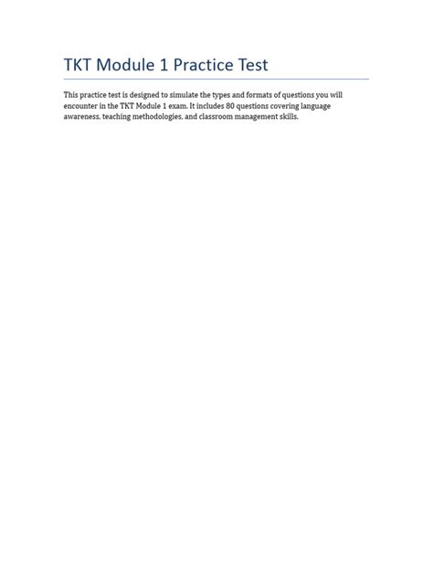 Tkt Module 1 Practice Test Draft Pdf