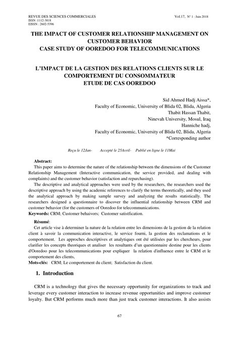 Pdf The Impact Of Customer Relationship Management On Customer