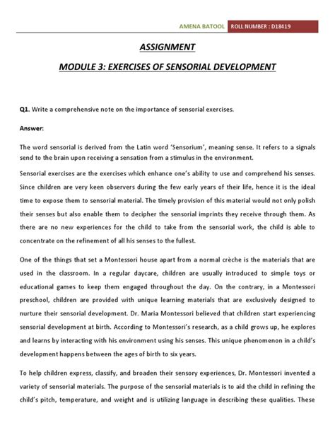 Mmot Pmc Module 3 Assignment Pdf Senses Somatosensory System