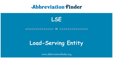 Lse Definition Load Serving Entity Abbreviation Finder