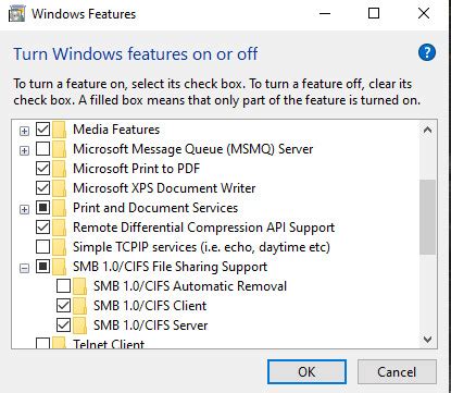 Settings For SMB 1 Solved Windows 10 Forums