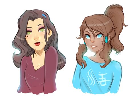 Safebooru 2girls Asami Sato Avatar Series Blue Eyes Breasts Brown