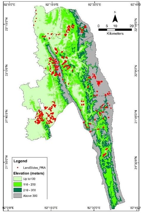 Elevation And Landslide Inventory Source Pra Landslide Inventory And