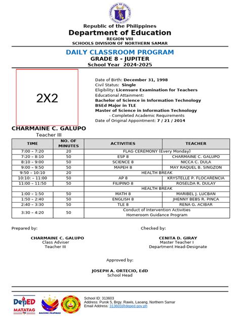 classroom schedule and individual teaching load v2 0 pdf