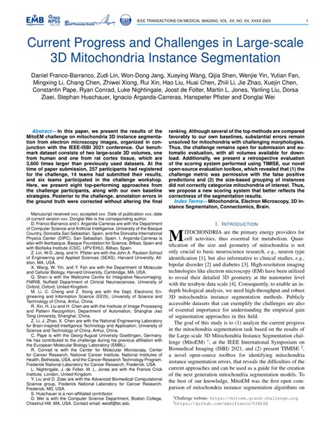 Pdf Current Progress And Challenges In Large Scale3d Mitochondria