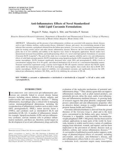 Pdf Anti Inflammatory Effects Of Novel Standardized Solid Lipid