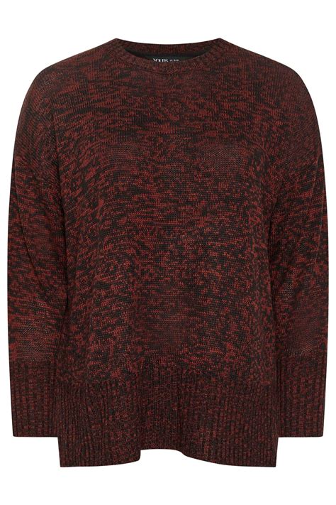 Yours Curve Rust Orange And Black Twist Knit Jumper Yours Clothing