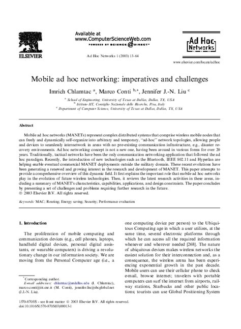 Pdf Mobile Ad Hoc Networking Imperatives And Challenges