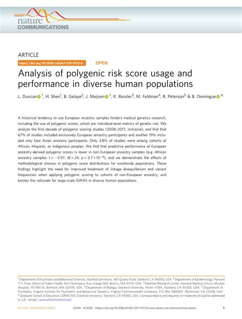 Analysis Of Polygenic Risk Score Usage And Performance In Diverse Human Populations Docslib