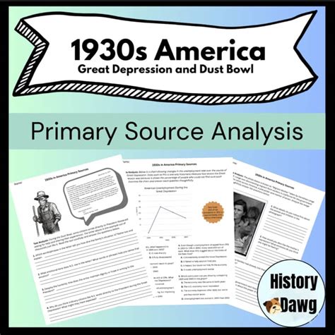 1930s In America Great Depression Primary Source Analysis Activities