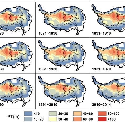 Spatial Distribution Of Model Rebuilt Permafrost Thickness On The Download Scientific Diagram