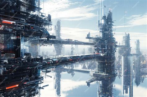 Premium Photo | A Futuristic Metropolis With Towering Skyscrapers ...