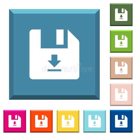 Download File White Icons On Edged Square Buttons Stock Vector Illustration Of Acquire