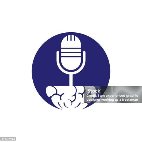두뇌 팟캐스트 로고 디자인 방송 엔터테인먼트 비즈니스 로고 템플릿 벡터 일러스트 레이 션입니다 개념에 대한 스톡 벡터 아트 및