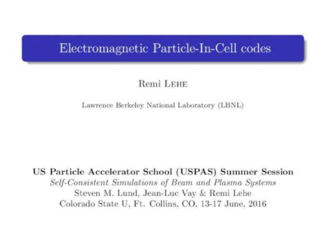 Pdf Electromagnetic Particle In Cell Codes · Electromagnetic Particle